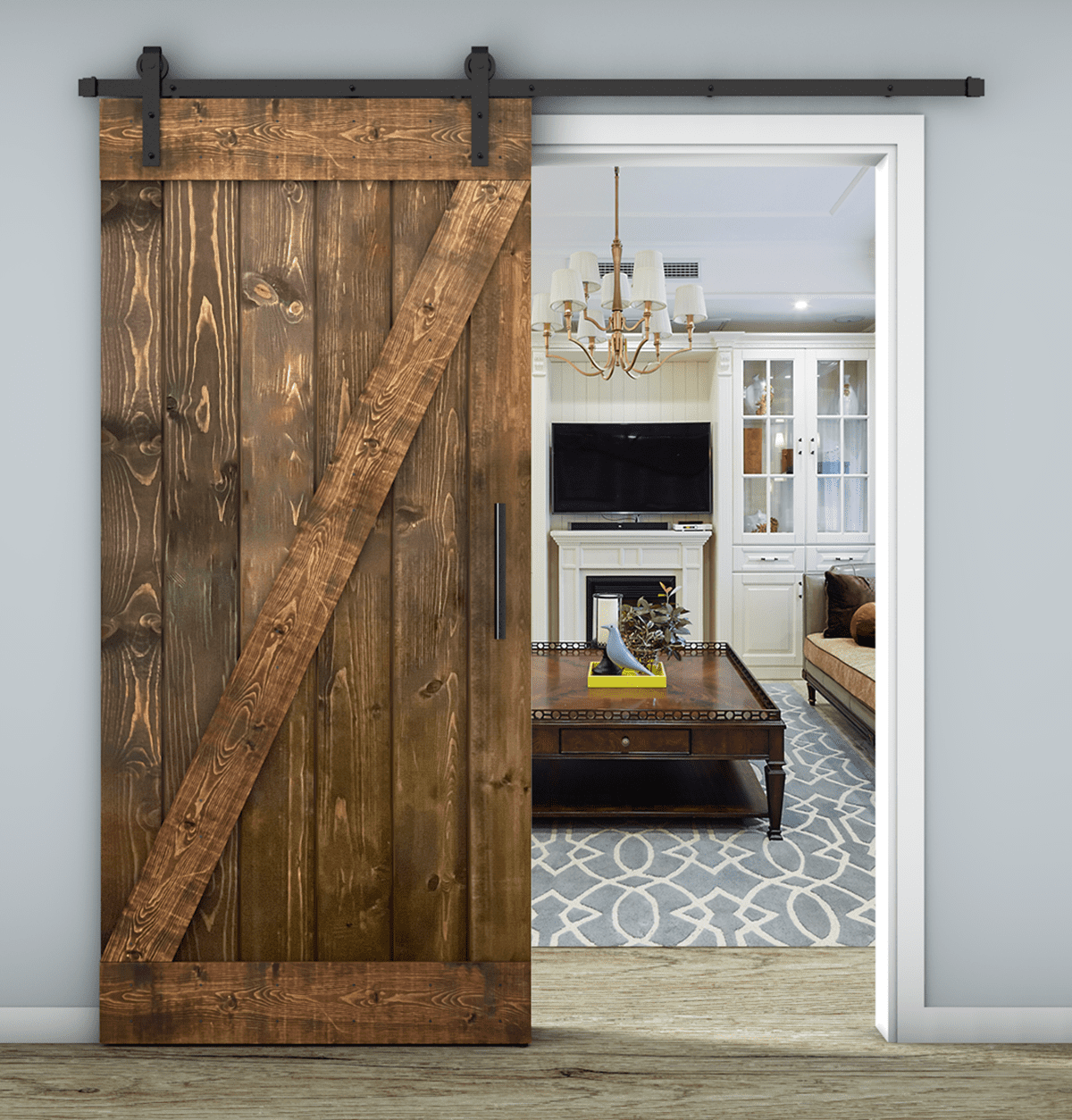 Essencaliy 38in x84in Solid Wood Barn Door, Made-in-USA Farmhouse ...