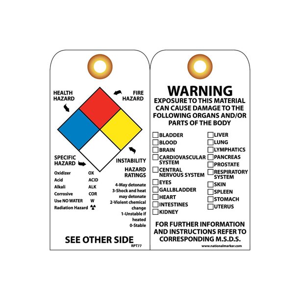 National Marker Accident Prevention Tags; Hazardous Materials Nfpa 6X3 ...