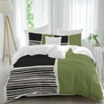 4 Piece Duvet Cover Set Queen, Japanese And Wind Black Green Stripes ...