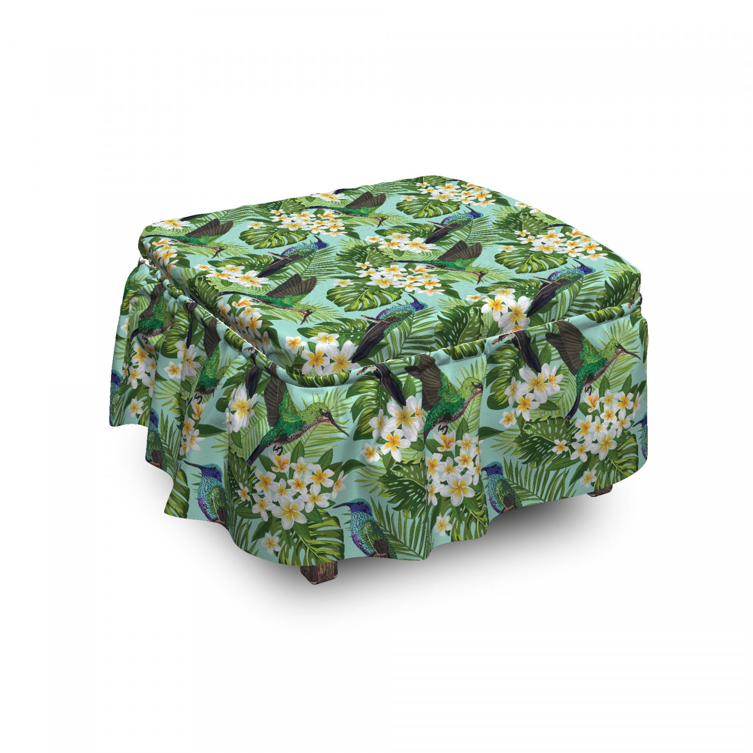 Tropical Ottoman Cover, Brazilian Rainforest Art, 2 Piece Slipcover Set ...