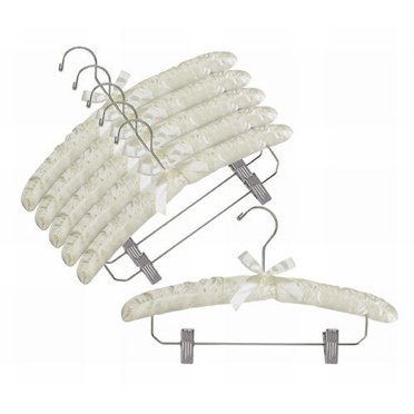International Hanger Satin Padded Combo Hanger, Ivory Finish with ...