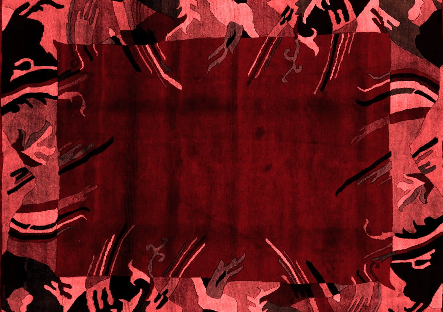 Ahgly Company Machine Washable Indoor Rectangle Abstract Red Modern ...