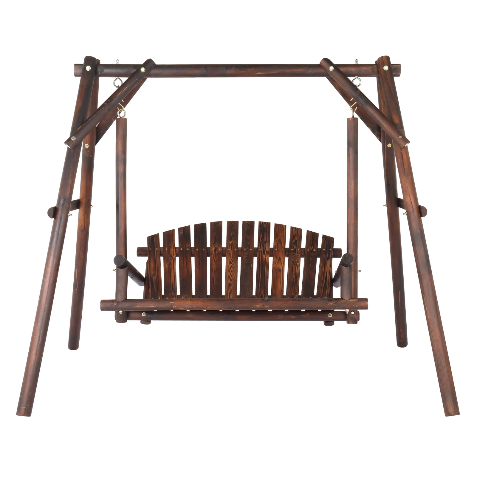 Zimtown Porch Swing Bench Rustic Loveseat Garden Wooden Swing for 2 ...