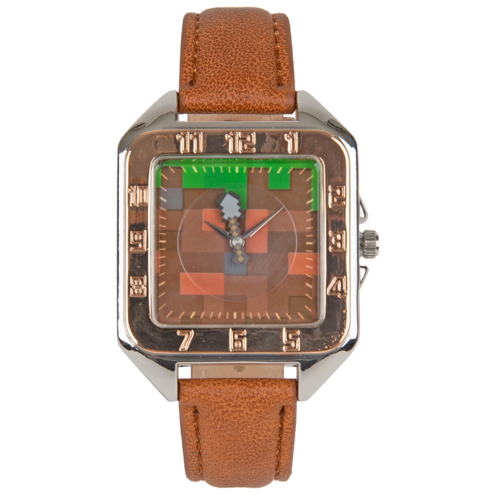 Minecraft Earth Block Watch Face with Faux Leather Wrist Band - Walmart.com