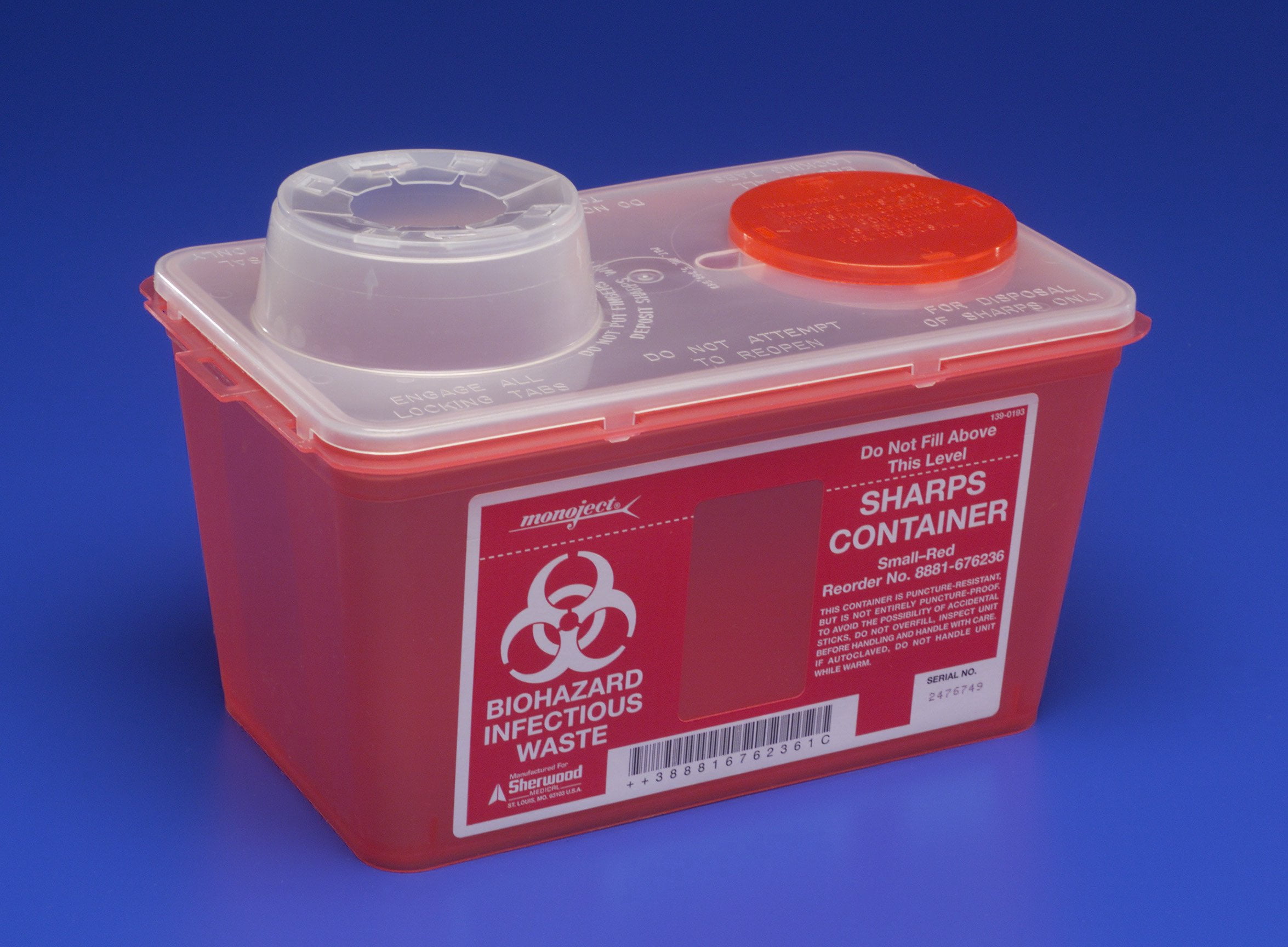 Monoject Sharps Container 1-Piece 7 H X 6-3/4 W X 10-1/2 D Inch 4 Quart ...
