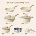 YOUNGHOME 14 Pcs Nonstick Pots and Pans Cookware Set, Beige Granite ...