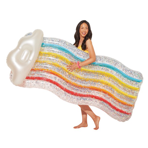 Play Day Inflatable Glitter Sparkles Rainbow Float - Walmart.com