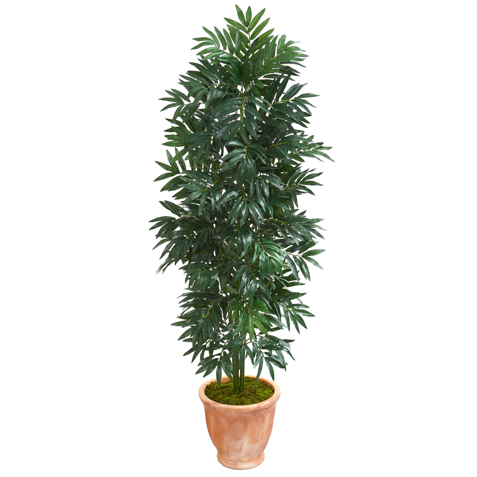 Nearly Natural 5’ Bamboo Palm Artificial Plant in Terra cotta Planter ...