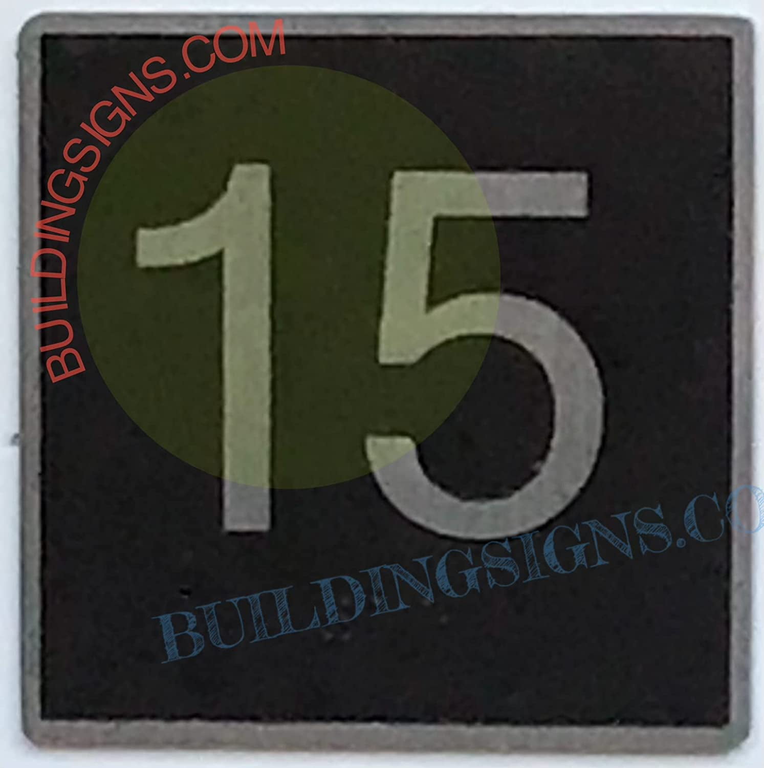 ELEVATOR FLOOR NUMBER 15 SIGN- ELEVATOR JAMB PLATE FLOOR 15 SIGN (BLACK ...