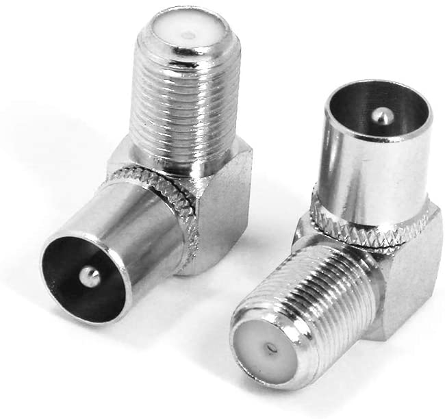 Tv Antenna Coaxial Adapter Socket To Plug, Angled, 2-Piece F Socket To ...