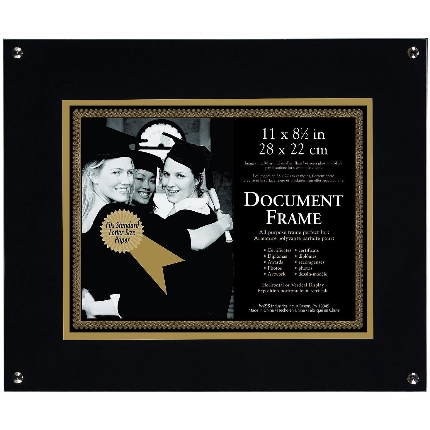 ONYX FLOAT Document frame for 11x8one-half inch prints by MCS - 8.5x11 ...