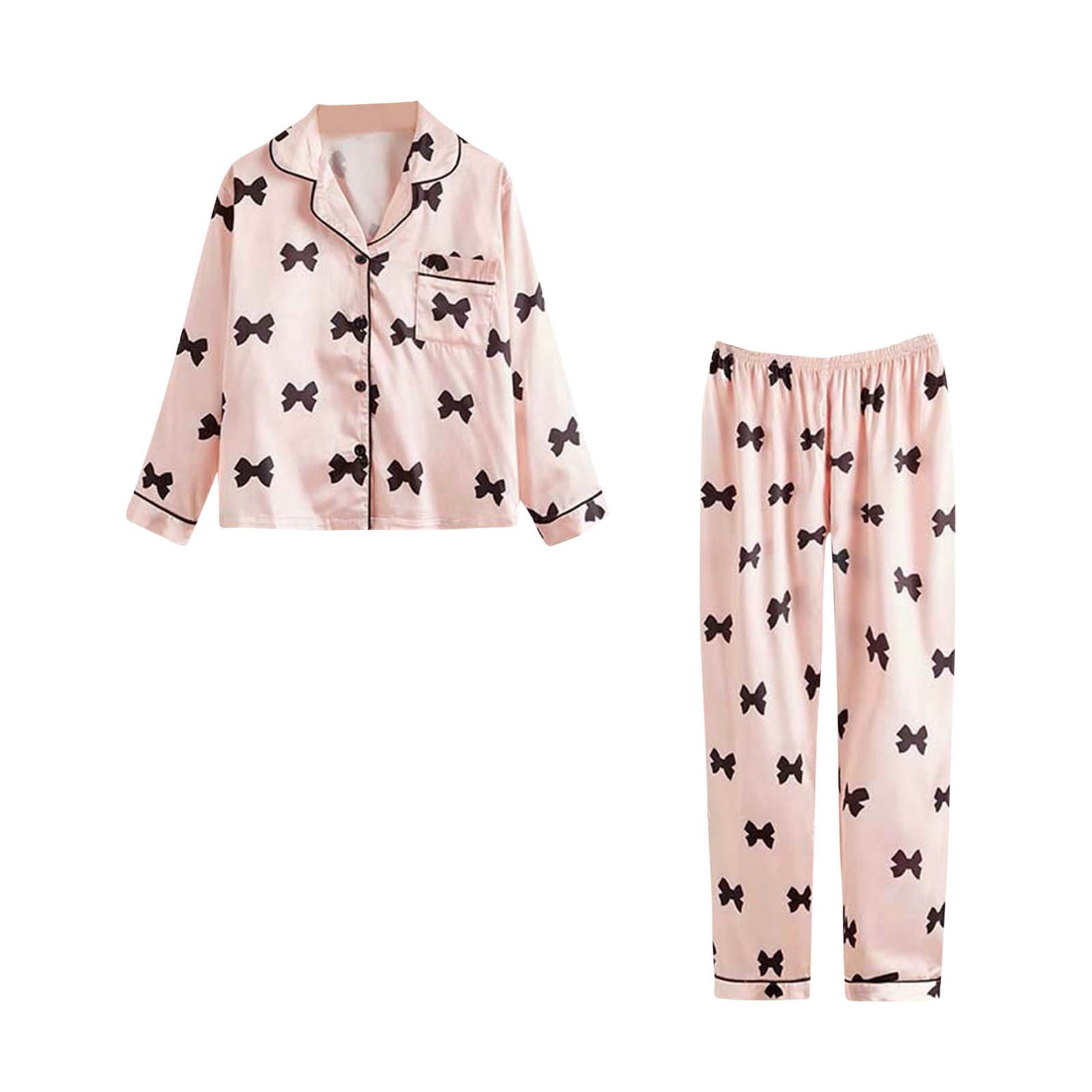 Click here for Faiwad Kids Satin Pajamas Sets Girls Bow Button Do... prices