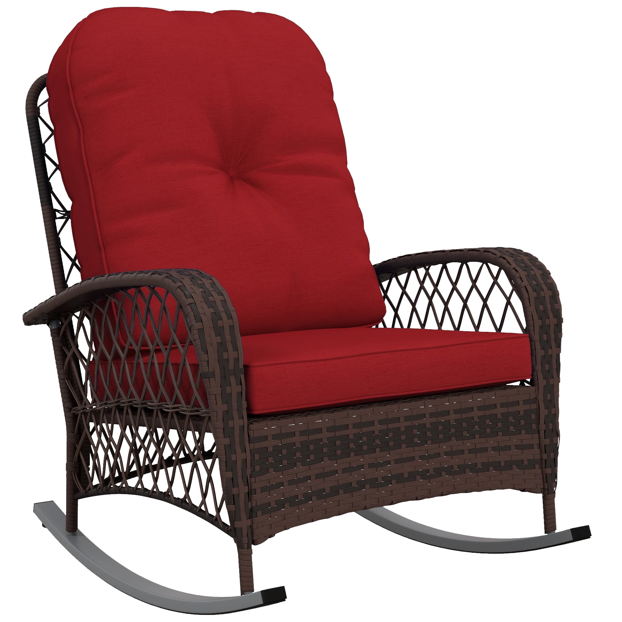 Click here for Outsunny Rattan Rocking Chair With Soft Cushion Fo... prices