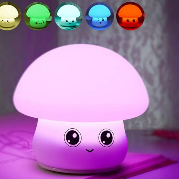 ATTOE Kids Night Light Silicone Mushrooms Shaped Touch Control LED Lamp ...