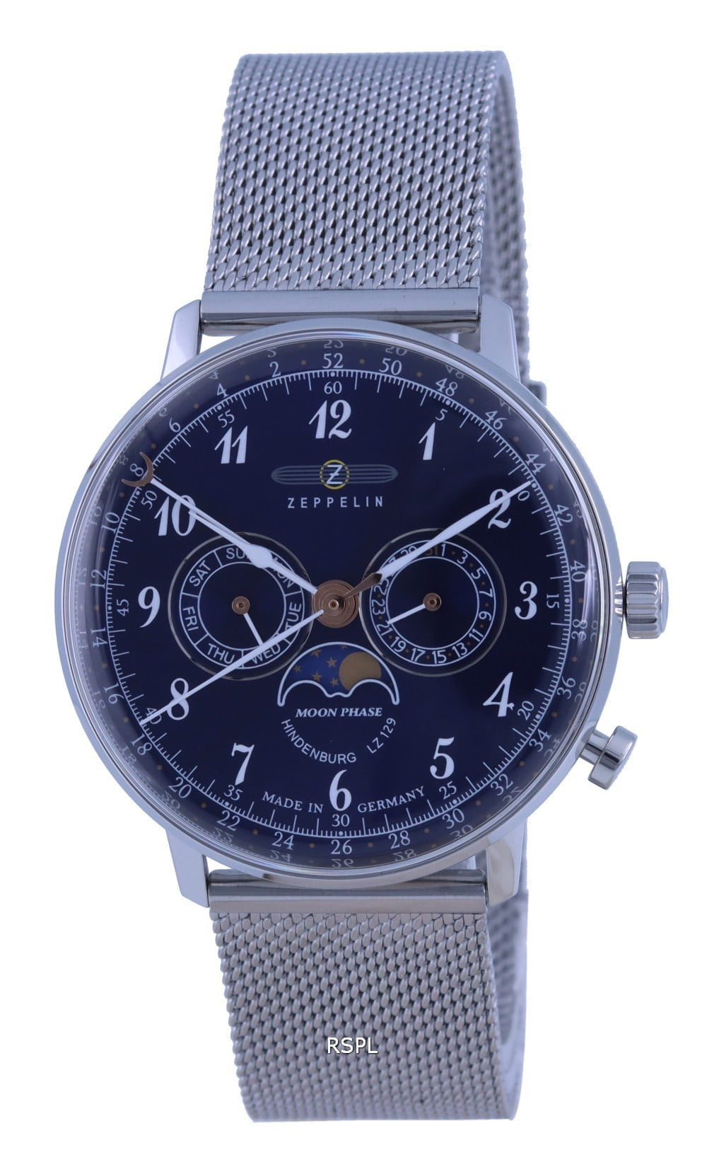 Zeppelin LZ 129 Hindenburg Moon Phase Blue Dial Quartz 7036M-3 7036M3 ...