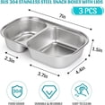 Flantor 3 Pack Stainless Steel Snack Containers, 2 Compartment Metal ...