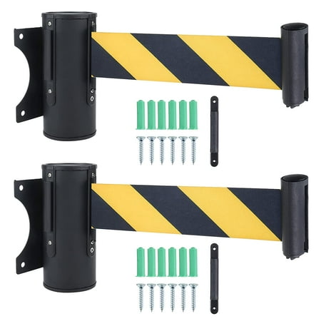 Pair of Fixed Wall Mounted Crowd Control Retractable Belt Barriers 10 ...