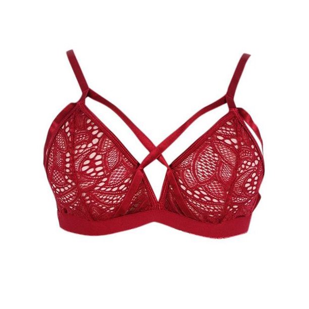 Diconna Floral Sheer Lace Triangle Bralette Bra Crop Top