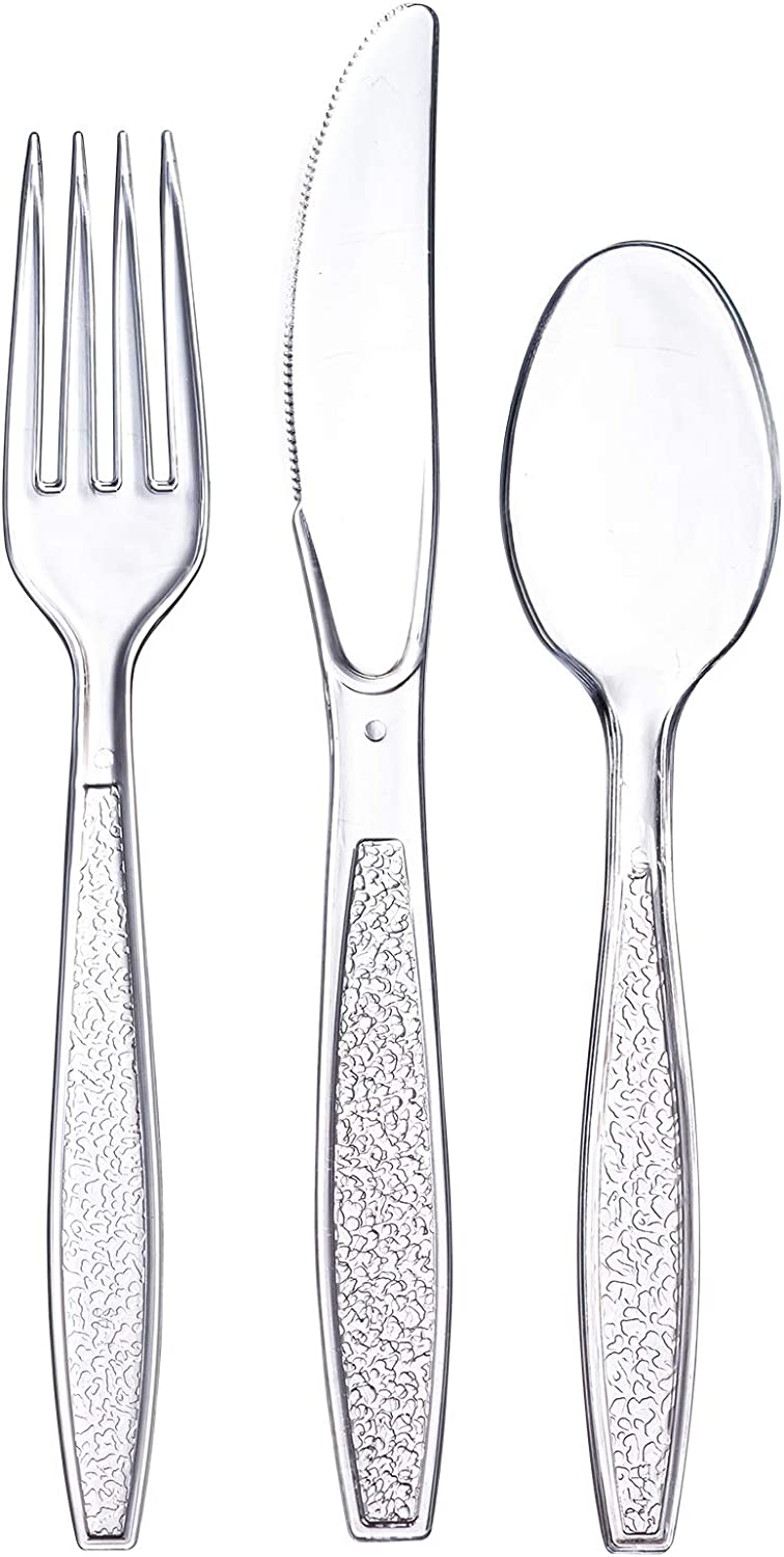 Comfy Package [Combo Box] 360 Clear Disposable Plastic Silverware ...