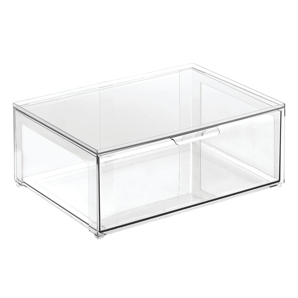 Mdesign Stackable Kitchen Storage Bin Box With Pull Out Drawer Clear
