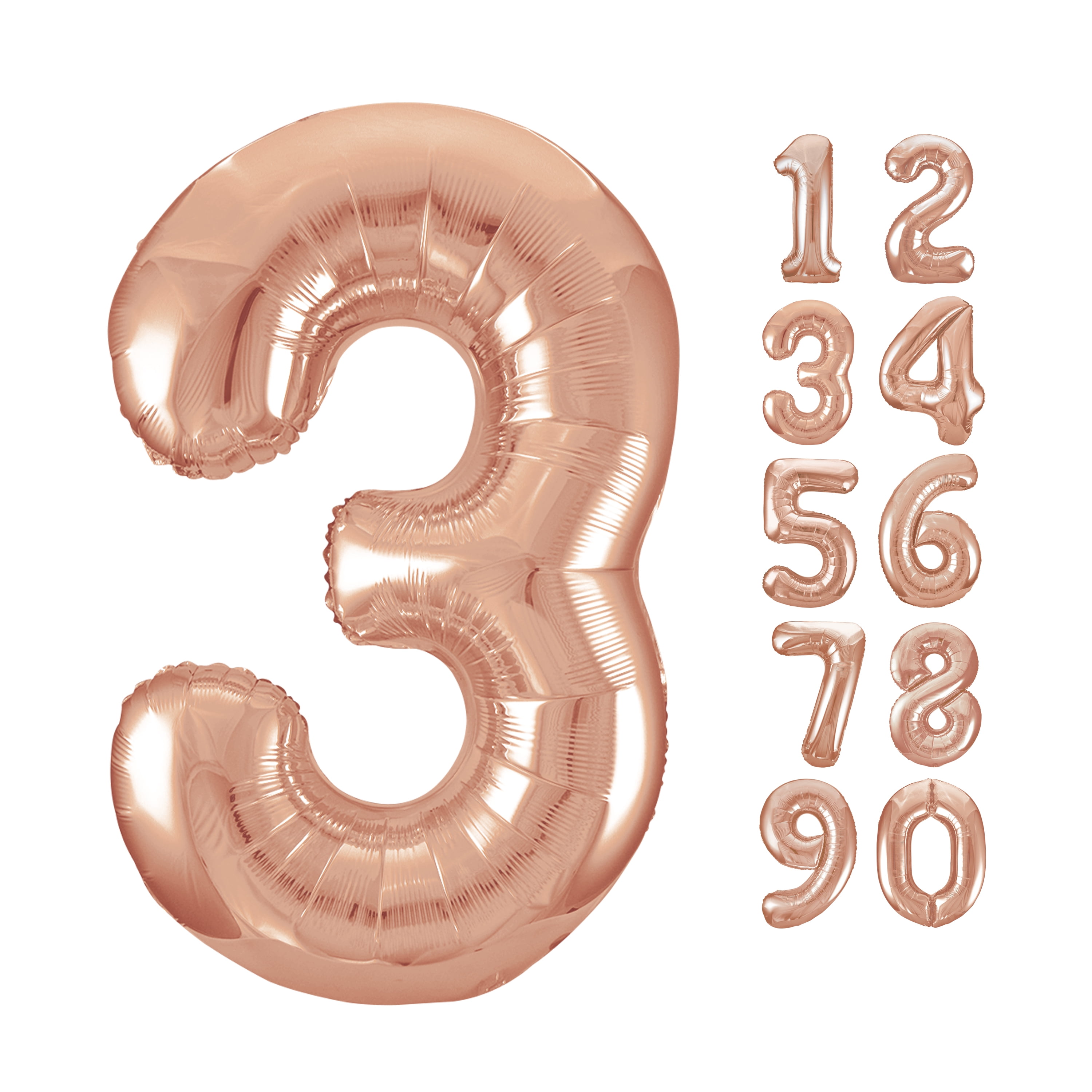 Unique Industries Foil Big Number 3 Shaped 34.0" Bronze Solid Print ...