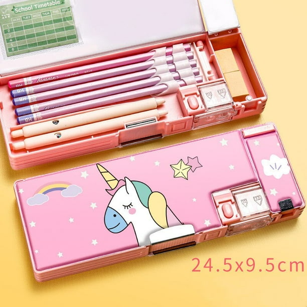 Caja de papelería de dibujos animados con sacapuntas, estuche de ...