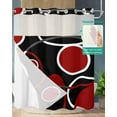 No Hook Shower Curtain Set with Snap in Liner, Burgundy Red Color Block ...