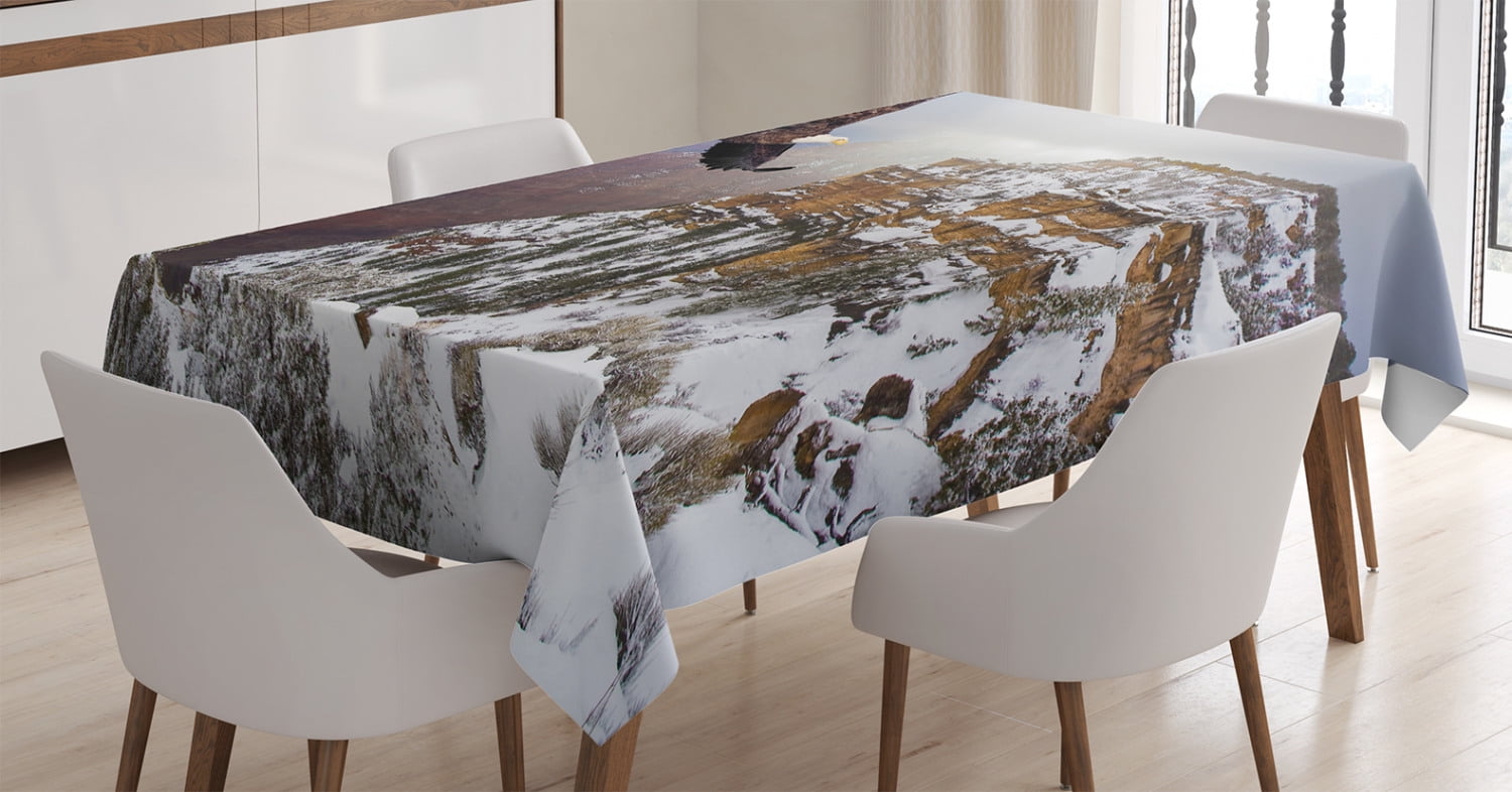 Ambesonne American Tablecloth Rectangular Table Cover, Bald Eagle ...