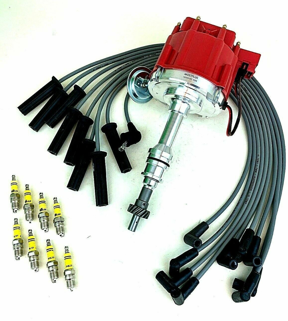 HEI Distributor + Wires + 8 Spark Plug BBF Ford 351C 351M 370 460 429 ...