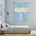 Colorful Scales Kitchen Curtains Set for Windows, Blue Green Teal Fish ...