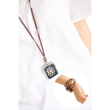 Genuine Brown Leather Necklace 42mm of Series 3 2 1 / 44mm of Series 4 ...