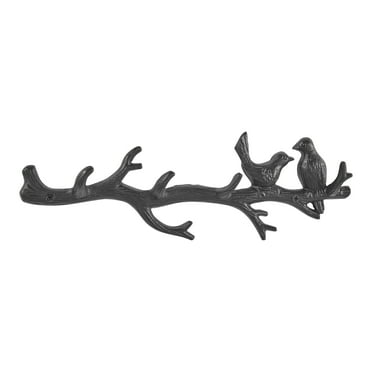 Rustic 12 Point Stag Deer Antlers Flowers And Feathers Rack Wall Hooks ...