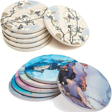 Absorbent Coasters Duo Bundle - Dogwood Branch Plus Marbling with ...