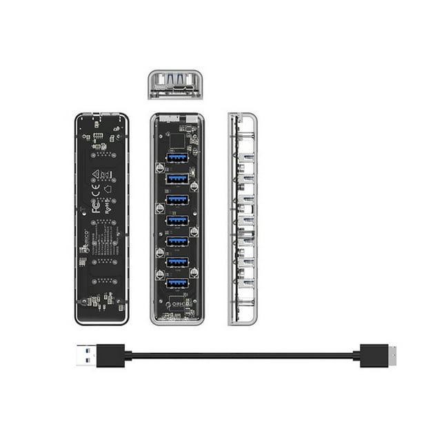 JUST BUY IT Transparent Series USB HUB 7 4 Port USB 3.0 Splitter with ...