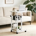Height Adjustable End Table with Charging Station, Mobile C Shaped ...