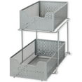SimpleHouseware 2 Tier Silver Kitchen Bin Organizing Cabinet Basket ...
