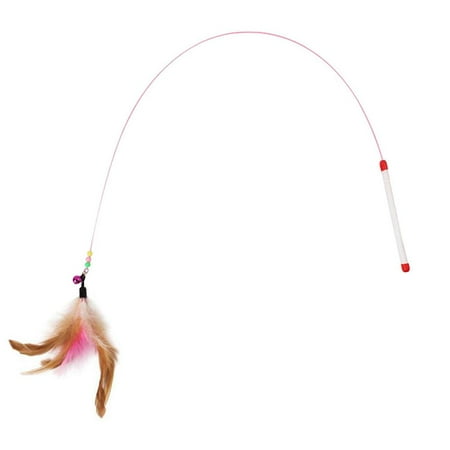 Butwevi Pet Cat Feather Bell Rod Kitten Teaser Stick Interactive Funny ...