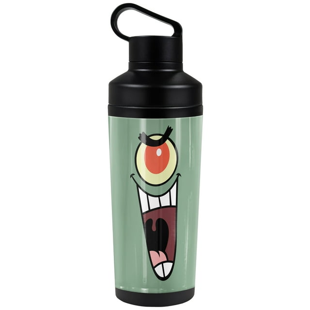 Spongebob Official Plankton Face 18 oz Insulated Water Bottle, Leak ...