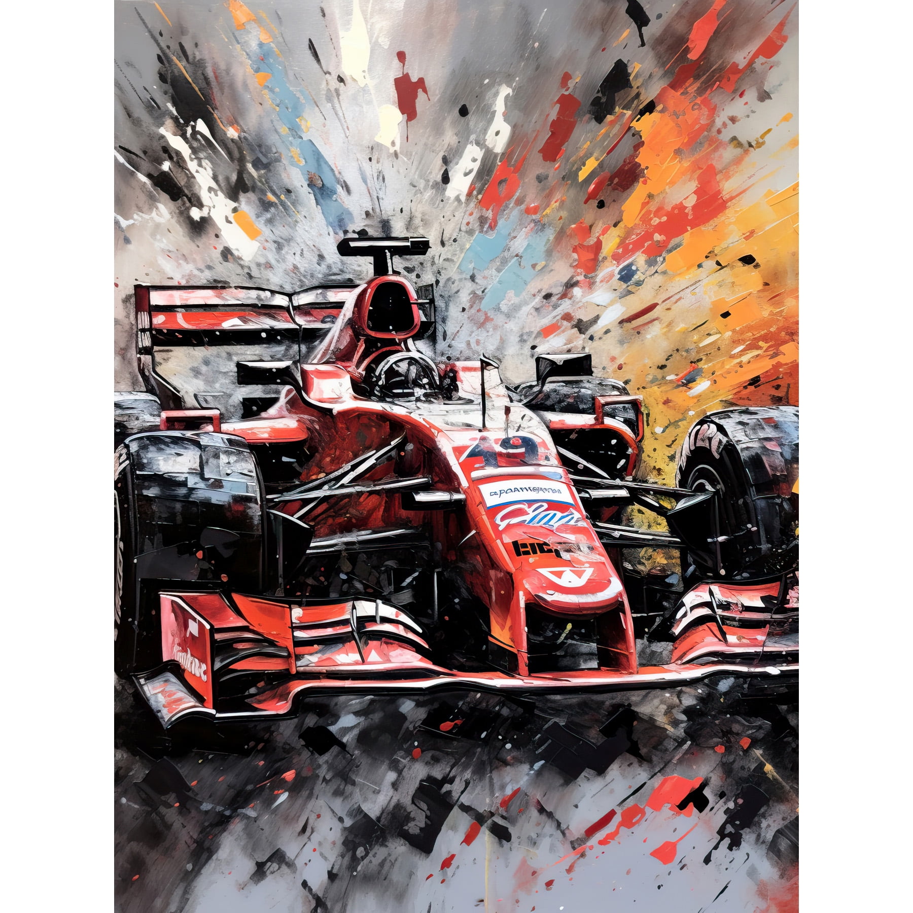 Grand Prix Paint Splat Red Race Car Bold Large Wall Art Poster Print ...