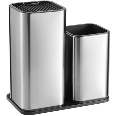 Knife Block and Utensil Holder for Countertop,Stainless Steel Utensil ...