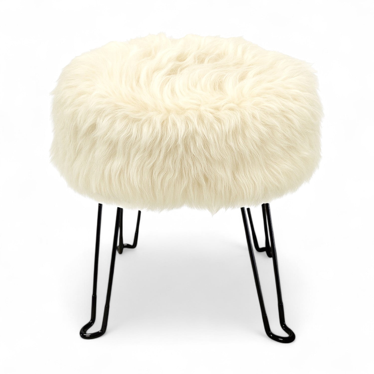 Click here for Ity International Fluffy White Faux Fur Round Otto... prices