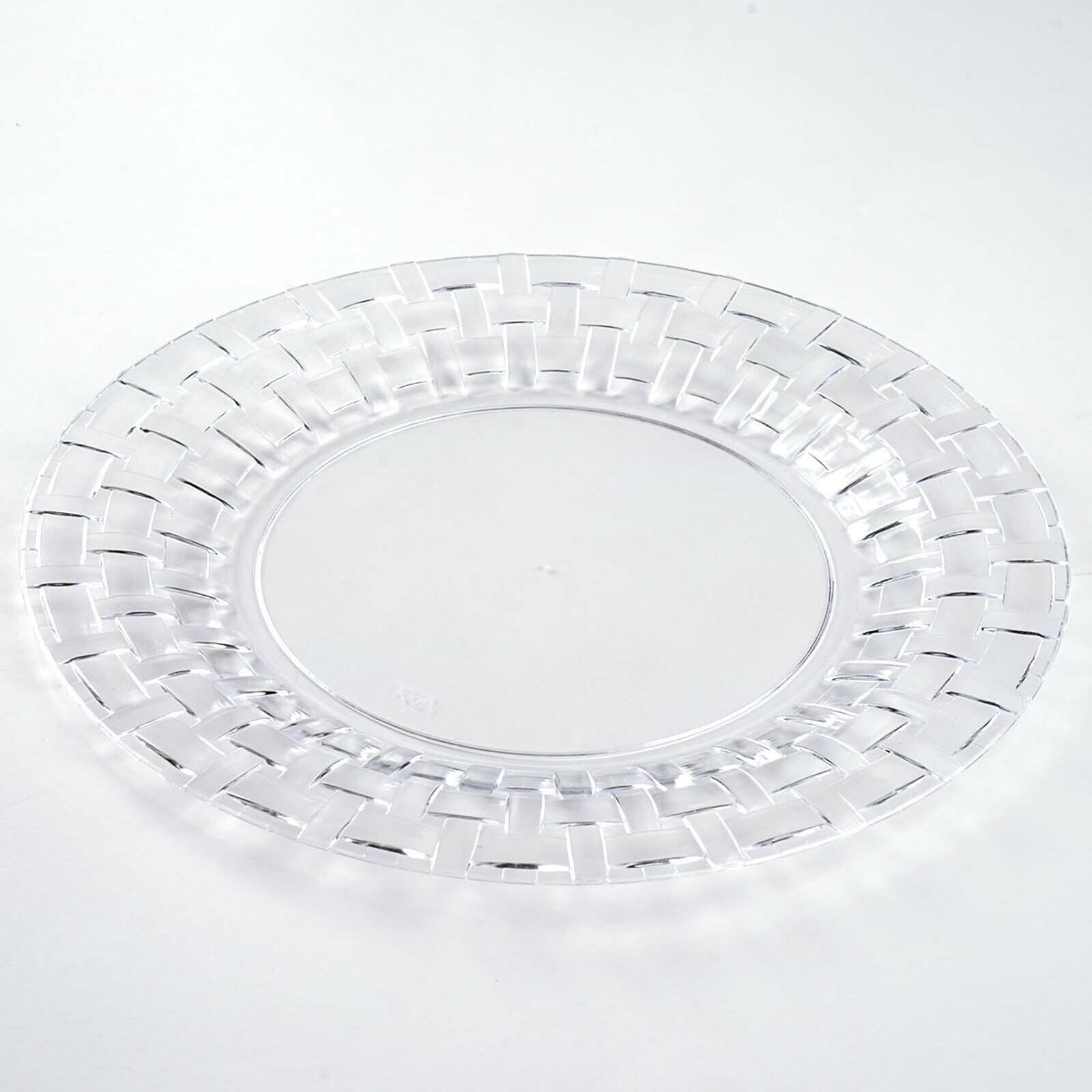 10" CLEAR DESSERT PLASTIC PLATES Round Basketweave Party Wedding ...