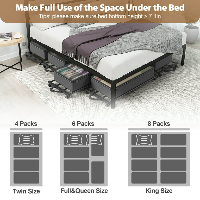 Underbed Cart With Wheels Under Bed Storage With Wheels, Under Bed