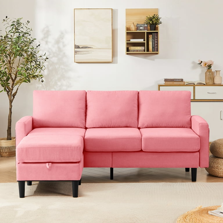 Pink l shaped sofa store