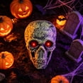 AZXY Halloween Decor, LED Red Eyes Glowing Skull Figurine, Light Up ...