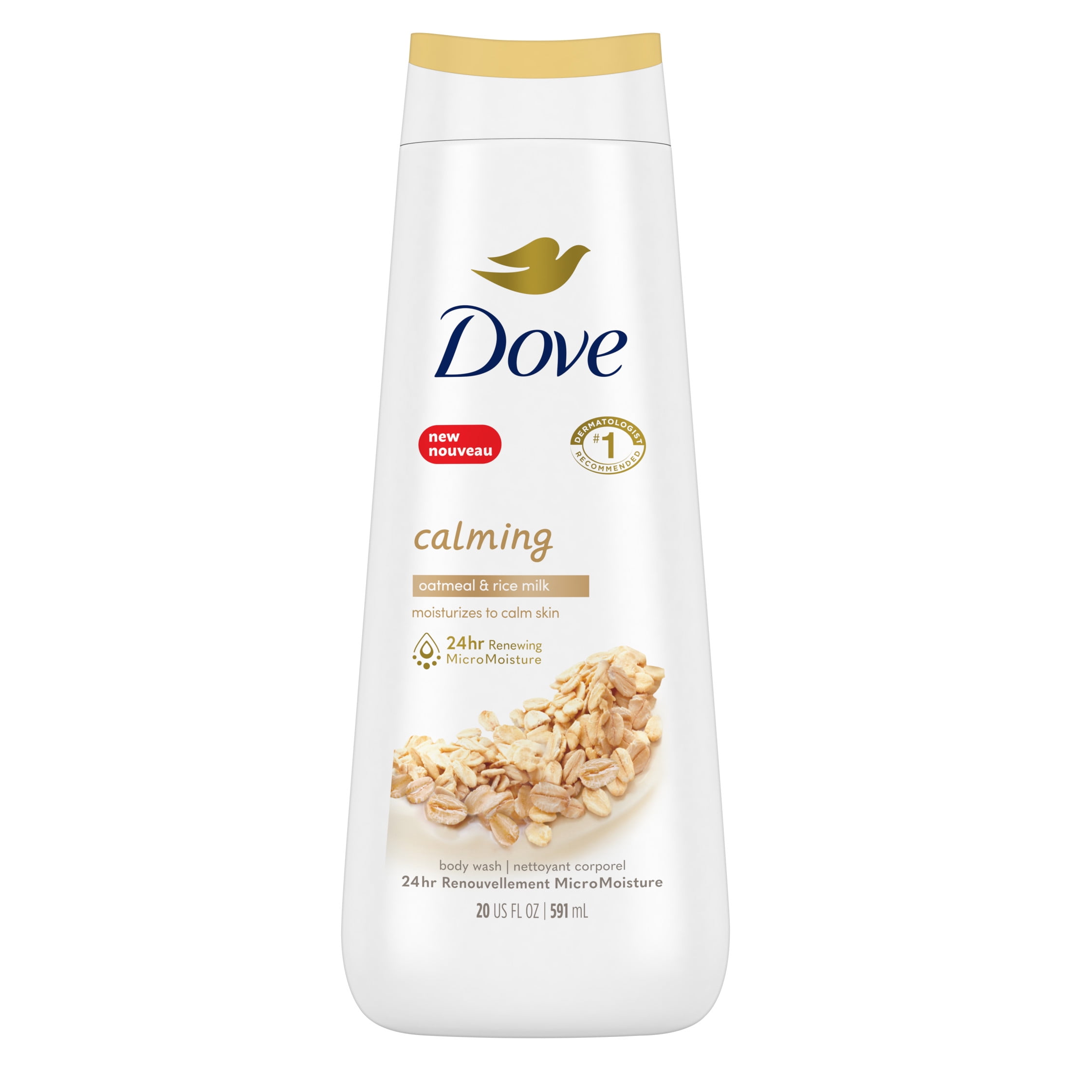 Dove Gentle Body Wash Calming Oatmeal & Rice Milk Skin Cleanser, 20 oz ...