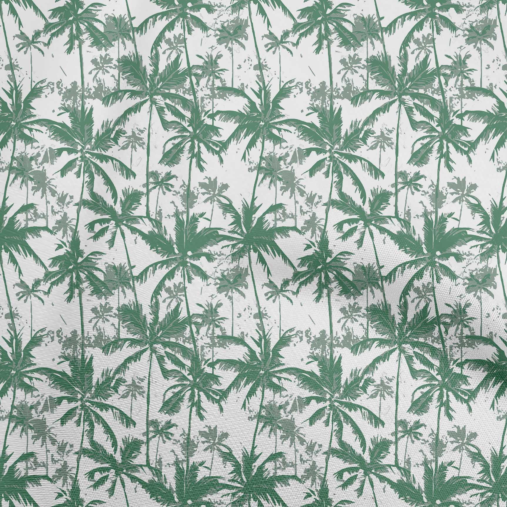 oneOone Cotton Flex Green Fabric Tropical Palm Tree Sewing Material ...
