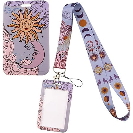 Preppy Lanyard ID Holder Cute Sun Moon Badge Card Keychain Y2k ...