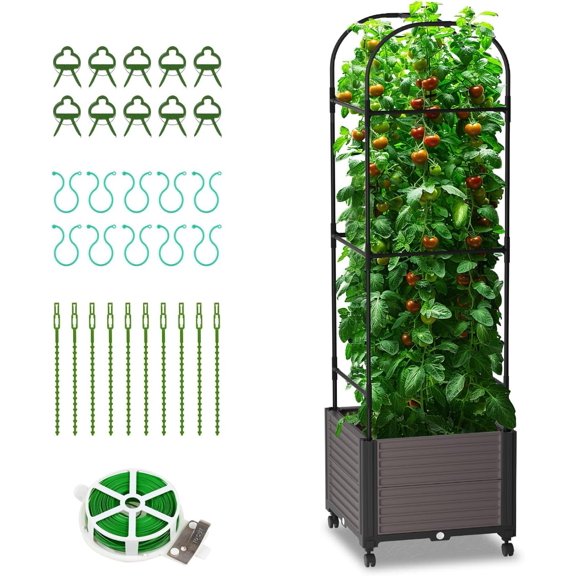 Tomato Planters 41'' Raised Garden Bed Planter Box with Trellis for ...