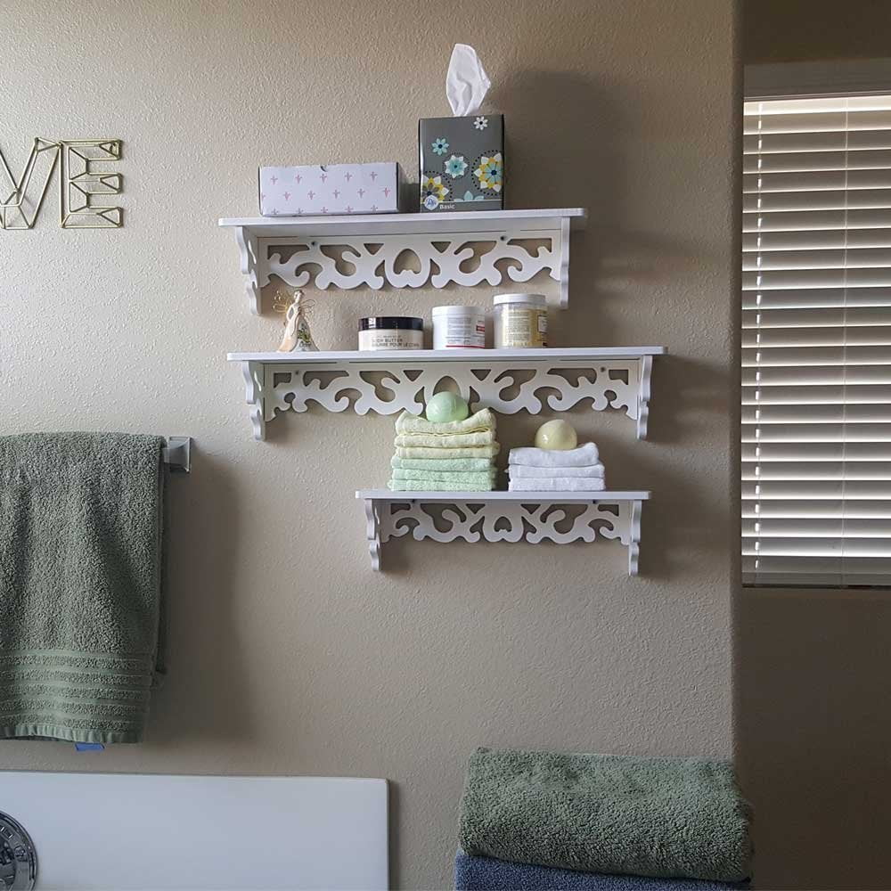 Click here for Hurrise New White Shabby Chic Filigree Style Shelv... prices